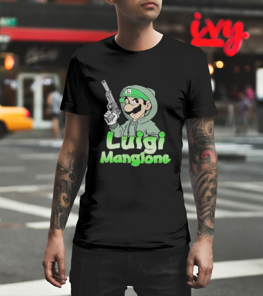 Luigi Mangione Hoodie Gun Character Mashup T-Shirt