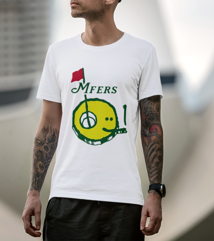 Mfers Sartosh Pitito Golf Flag Yellow Face T-Shirt