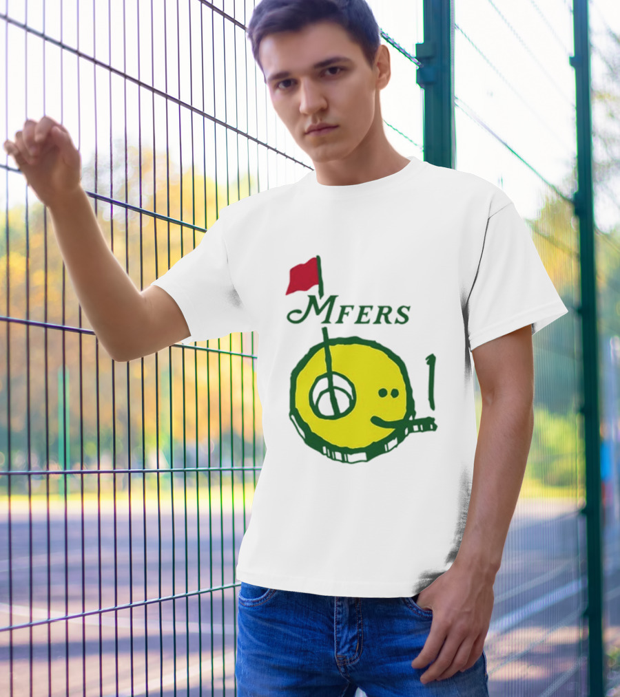 Mfers Sartosh Pitito Golf Flag Yellow Face T-Shirt