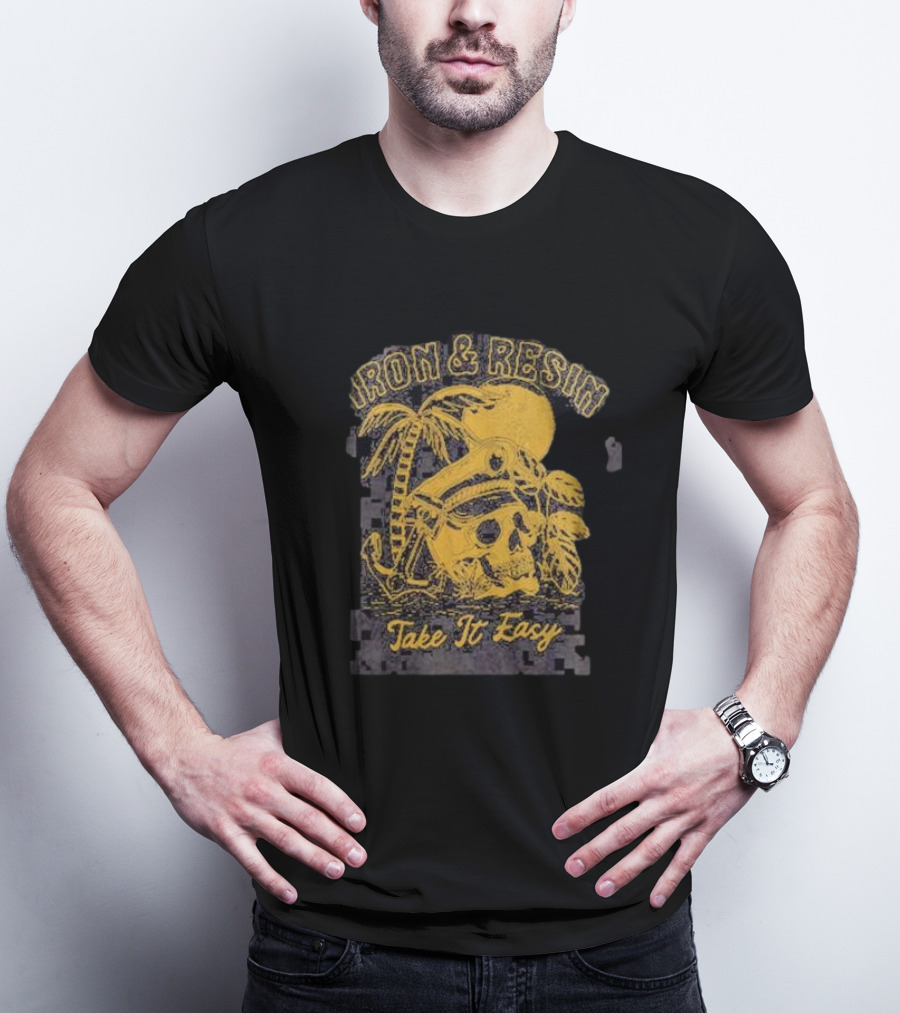 Iron And Resin Take It Easy Skull Palm Sunset T-Shirt