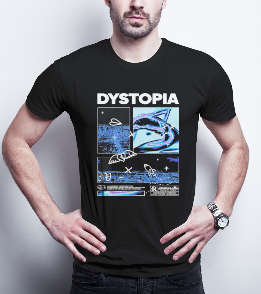 Dystopia Ivoxygen All Emotions In Ties Life Come To Live Shadows May Conceal But Light Never Fades Restricted T-Shirt
