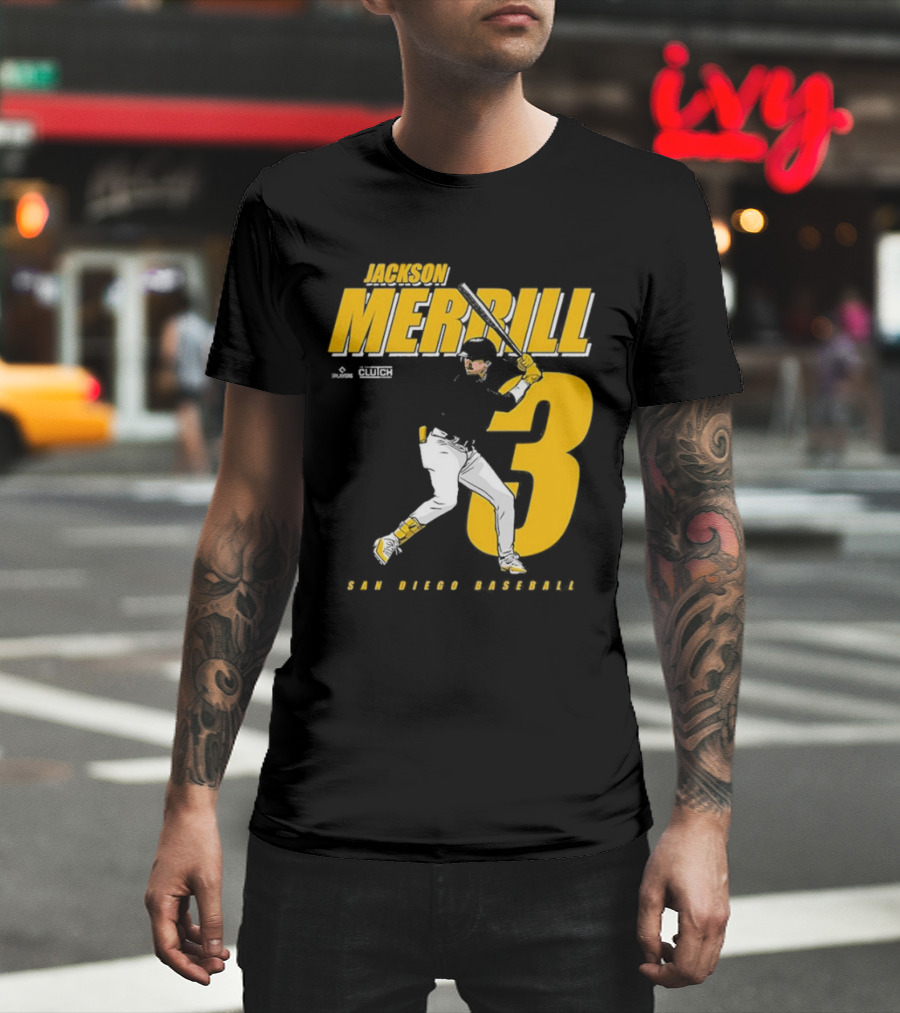 Jackson Merrill 3 San Diego Baseball Clutch Players T-Shirt
