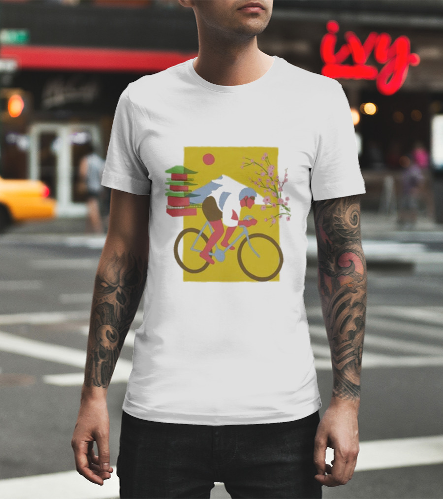 Cdawgva Cycling Pagoda Sakura Japan T-Shirt