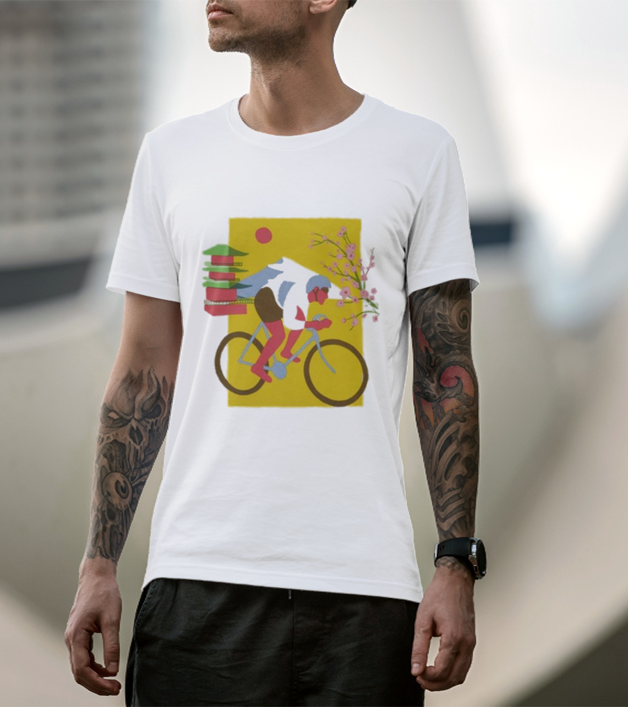 Cdawgva Cycling Pagoda Sakura Japan T-Shirt