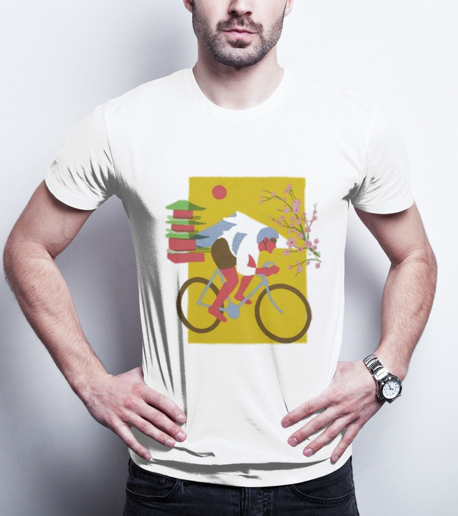 Cdawgva Cycling Pagoda Sakura Japan T-Shirt