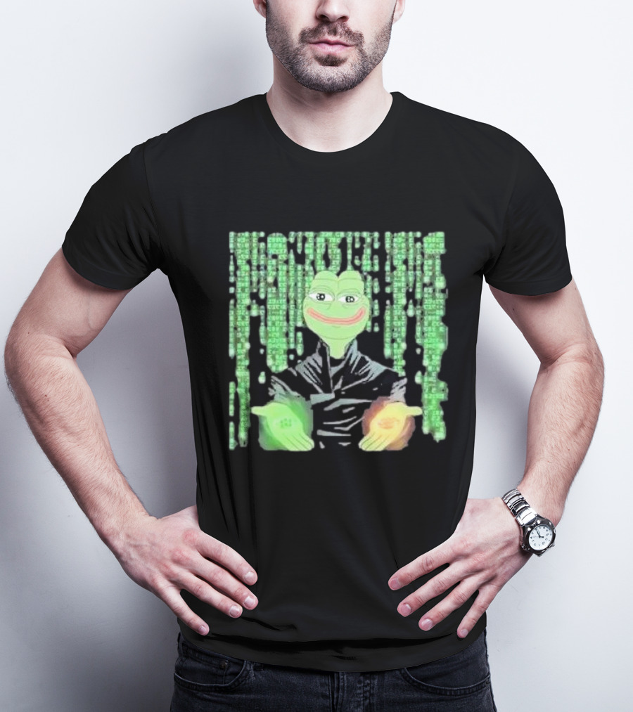 Pepe Matrix Code With Green Red Pill Aesthetic T-Shirt