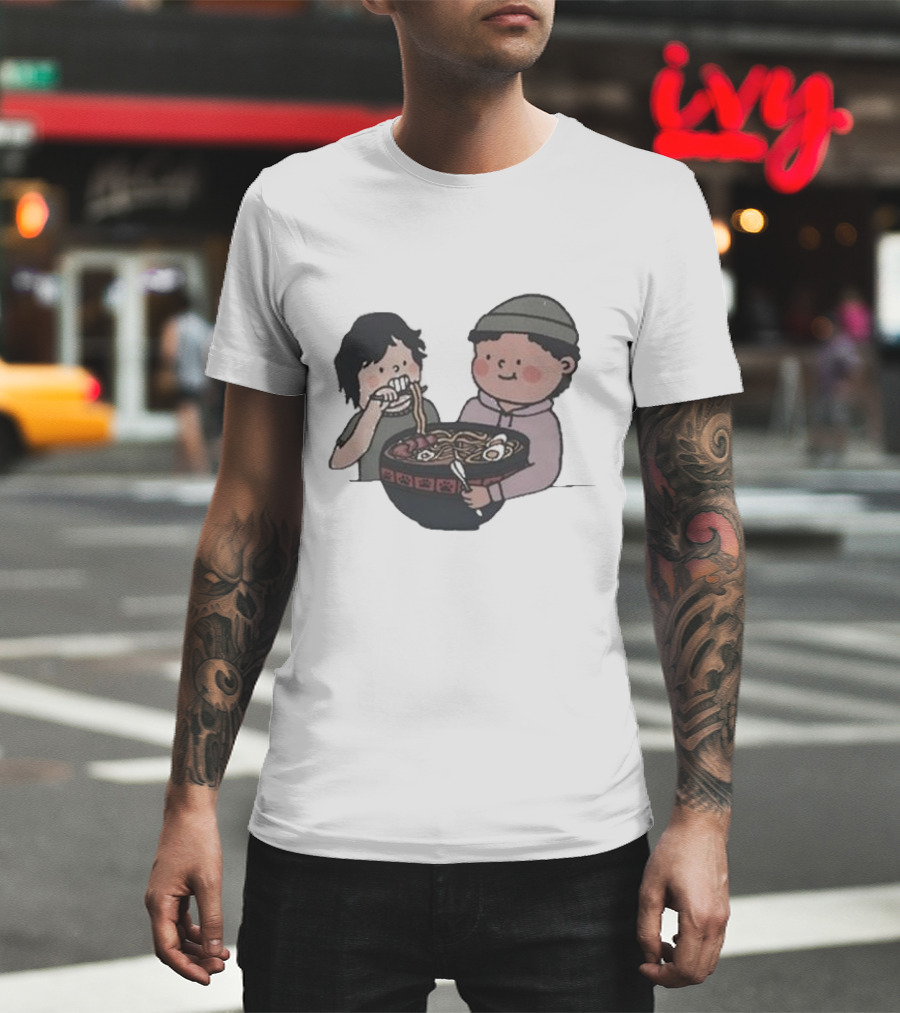 Slushy Noobz Noodles Fun Cartoon Characters Eating Ramen Bowl T-Shirt