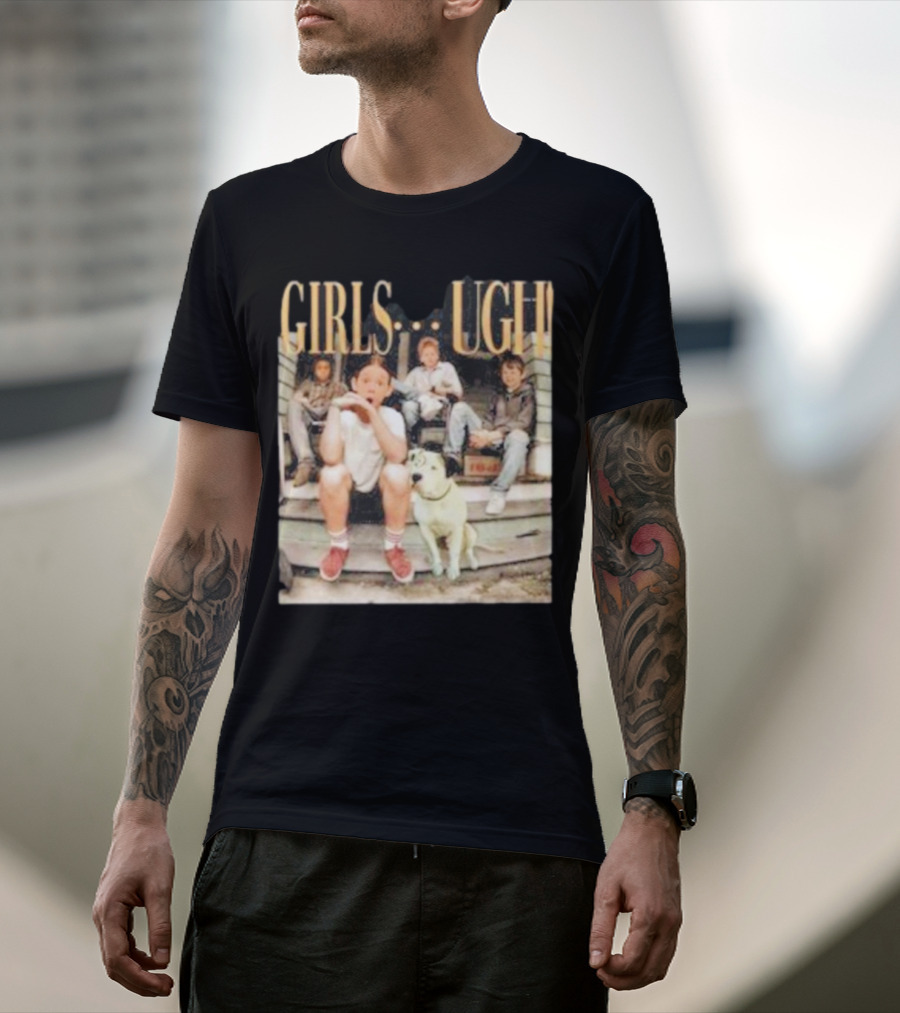 GIRLS UGH Thug Life Valentine Boys Sitting With Dog T-Shirt