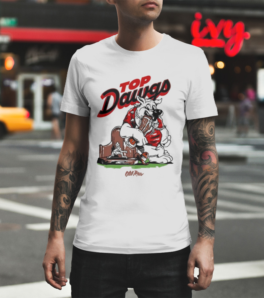 Top Dawgs Old Row Bulldog Eating Trophy Image T-Shirt