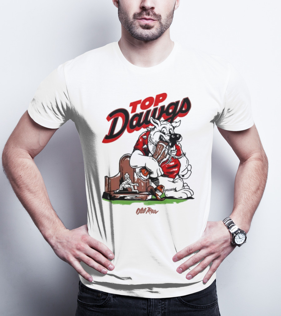 Top Dawgs Old Row Bulldog Eating Trophy Image T-Shirt