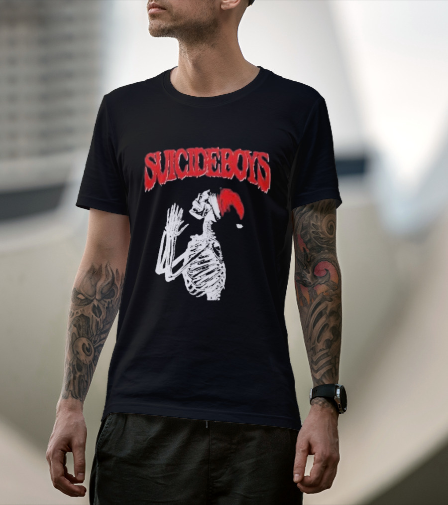 SUICIDEBOYS Skeleton Santa Hat T-Shirt