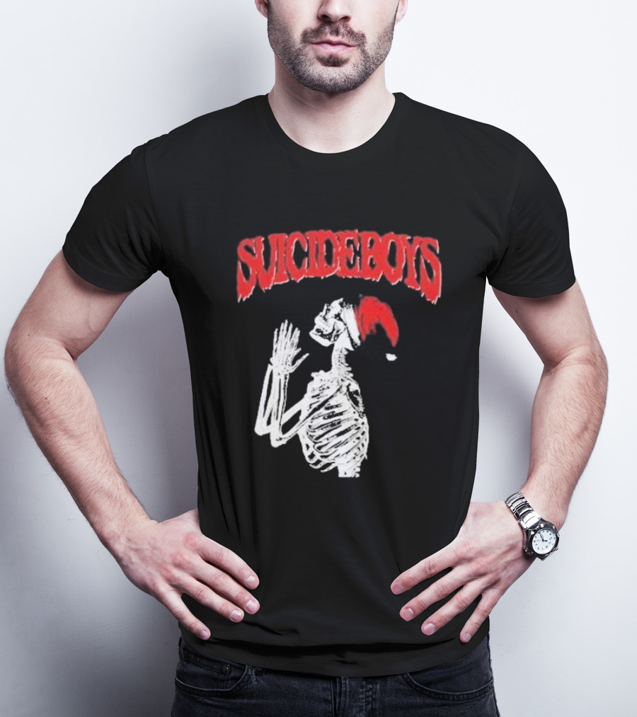SUICIDEBOYS Skeleton Santa Hat T-Shirt
