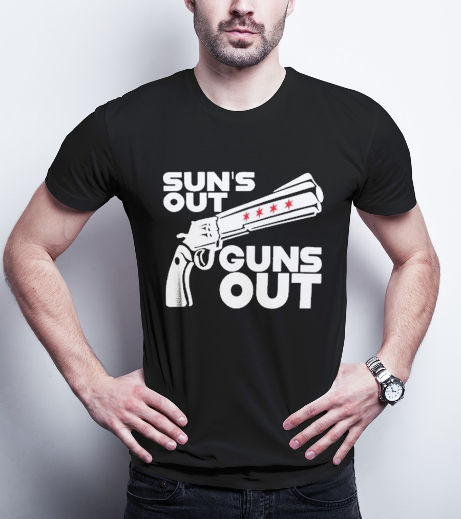 Sun’s Out Guns Out Gun With Stars On Barrel T-Shirt