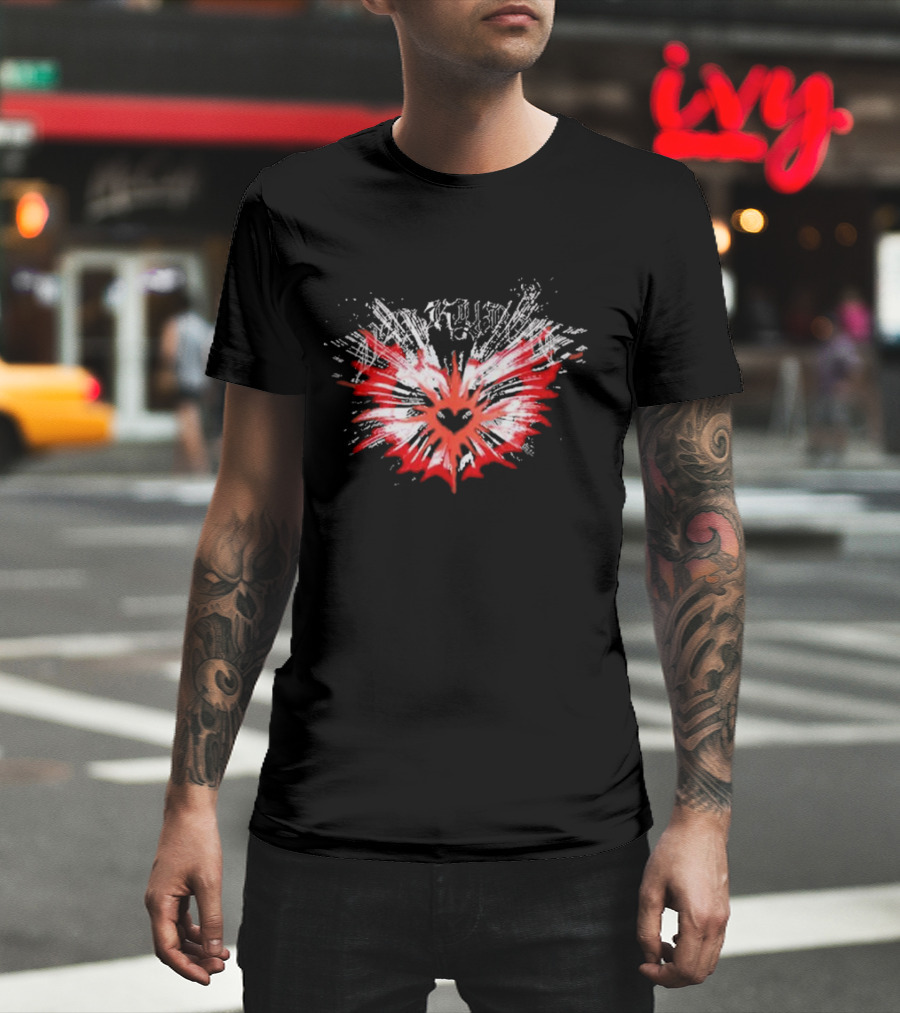 Valkyrae Heart Wings With Red And Black Radiant Burst T-Shirt