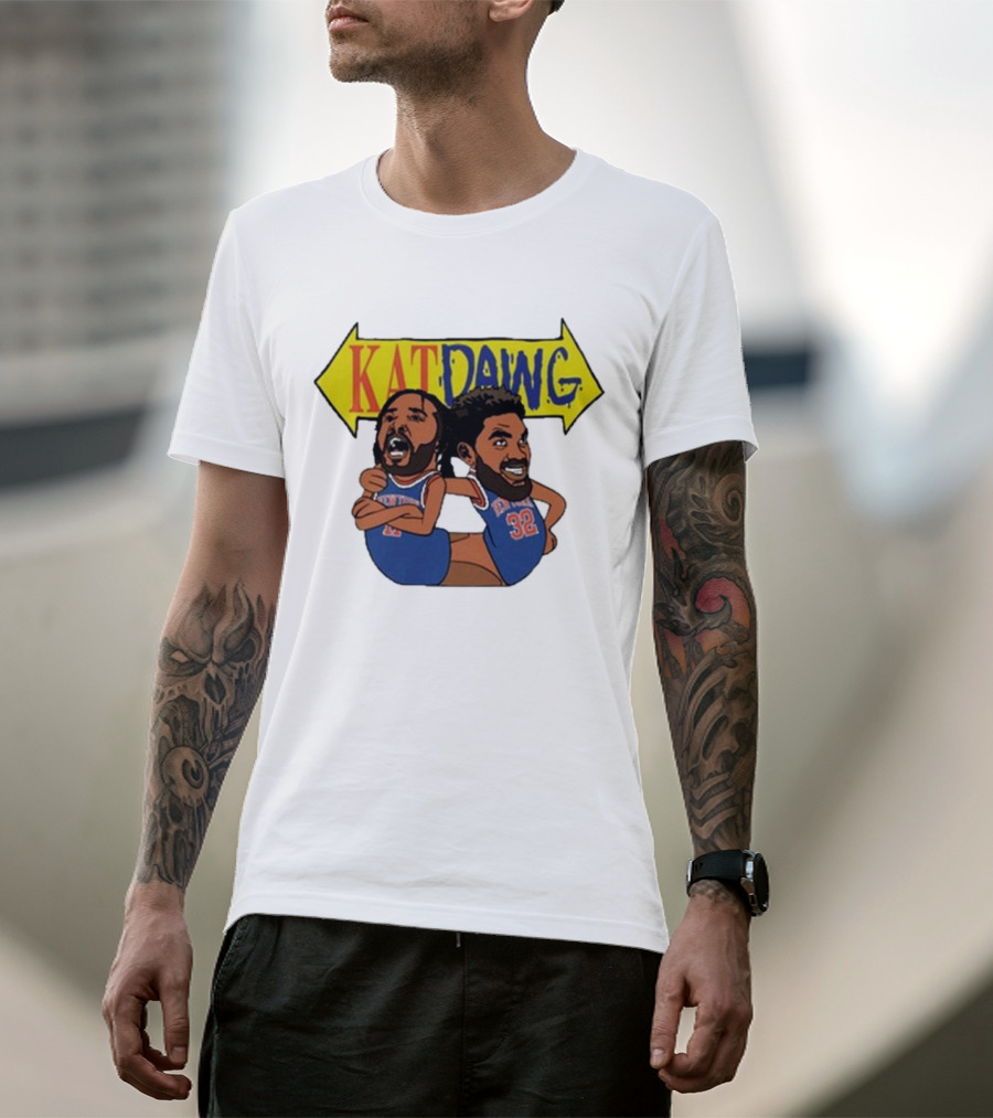 Big Knick Energy Kat Dawg Basketball Cartoon Duo T-Shirt