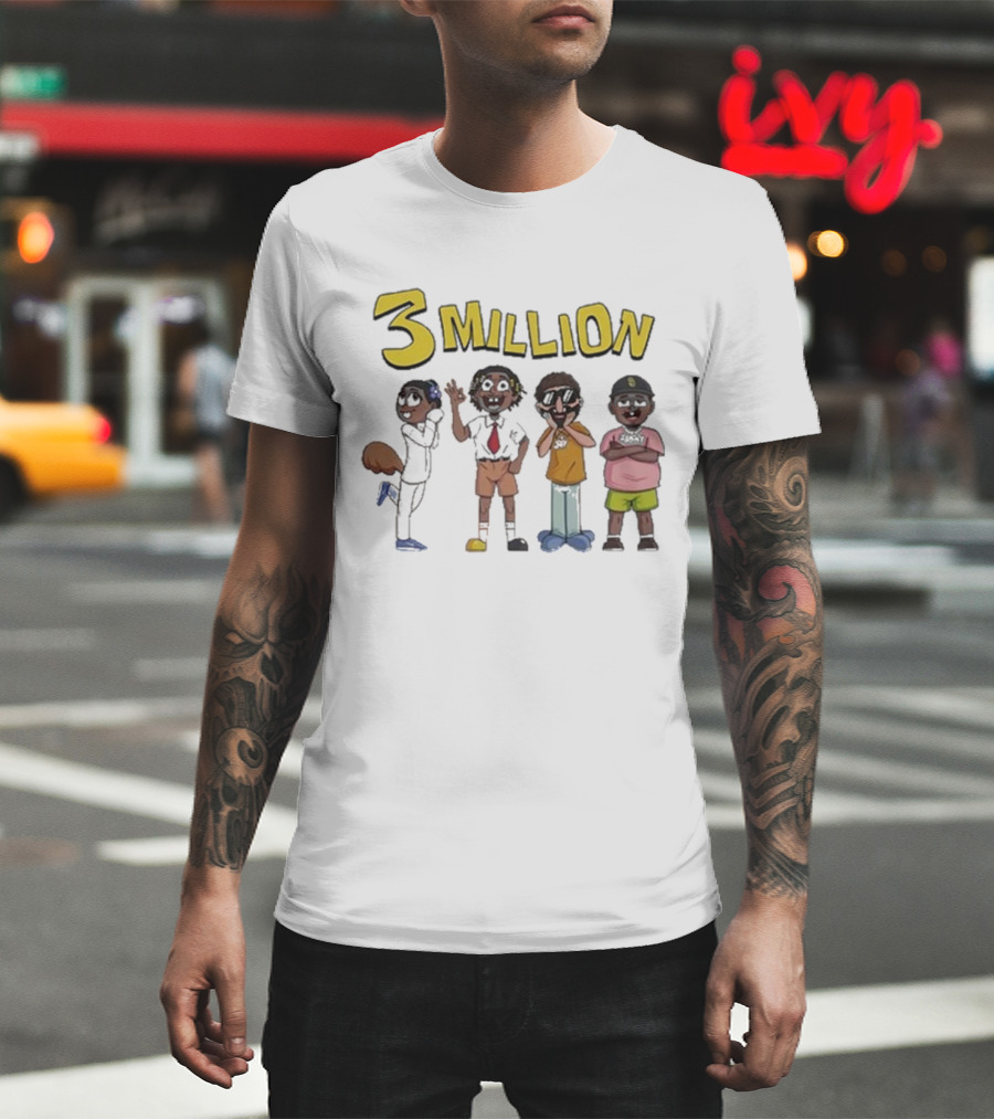 Daydrian Harding 3 Million Subscribers Celebration With Cartoon Characters T-Shirt