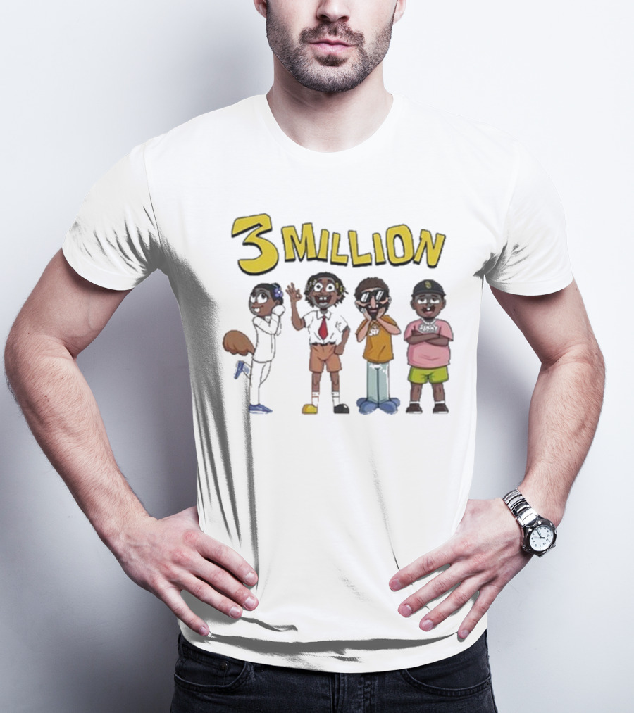 Daydrian Harding 3 Million Subscribers Celebration With Cartoon Characters T-Shirt