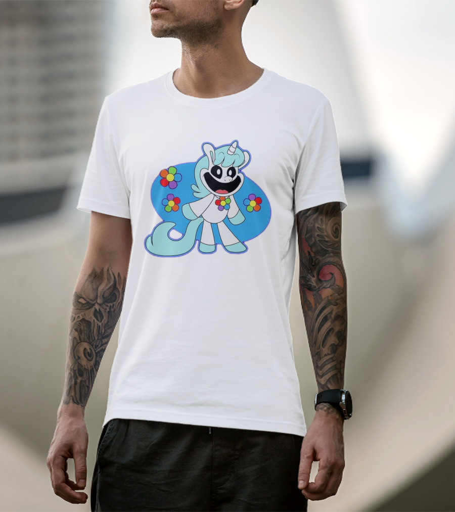 Unicorn Craftycorn Critters With Colorful Flowers And Smiling Face T-Shirt