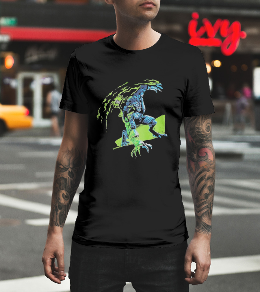Arcane Warwick Champion Of Legends League Monster Claws And Green Energy Burst T-Shirt