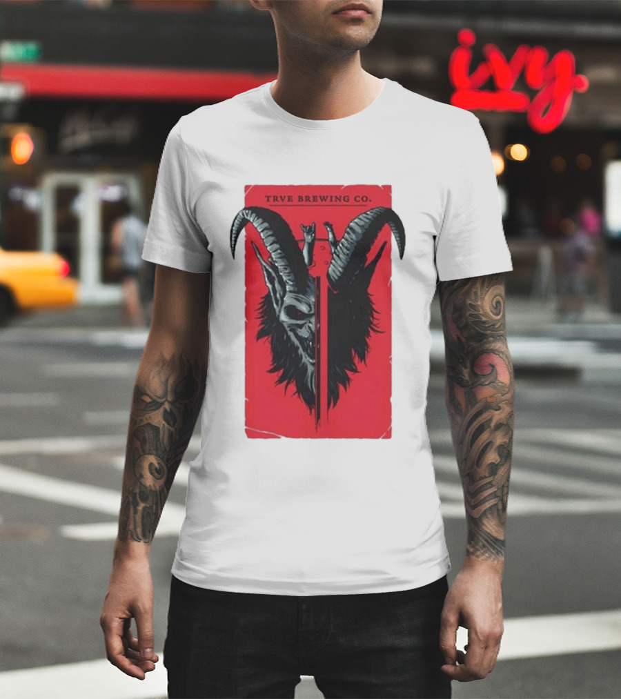 Trve Brewing Co. Krampus Red And Black Goat Skull T-Shirt
