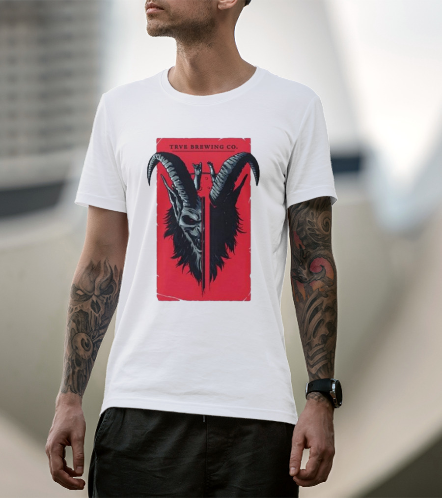 Trve Brewing Co. Krampus Red And Black Goat Skull T-Shirt