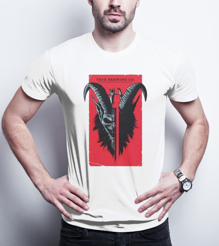 Trve Brewing Co. Krampus Red And Black Goat Skull T-Shirt
