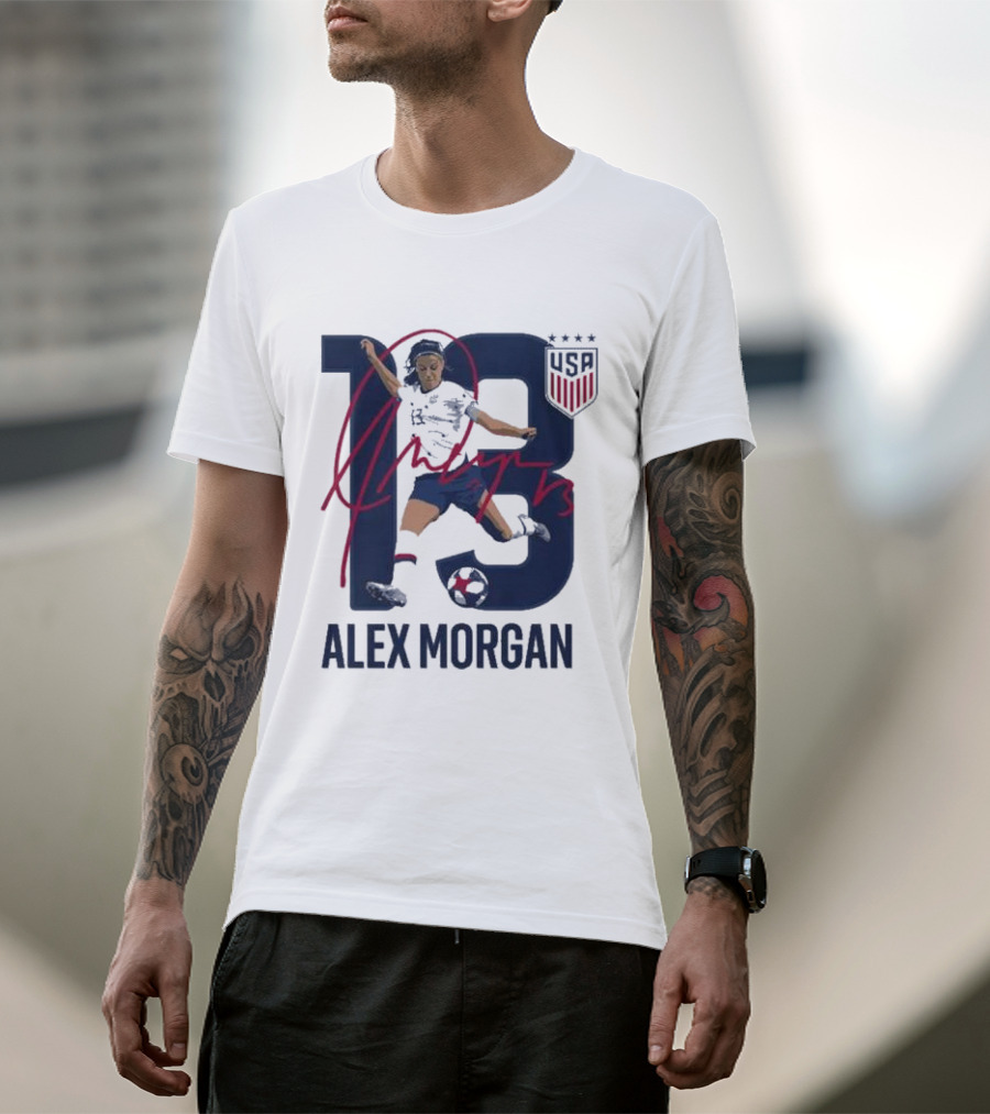 USA Alex Morgan 13 Signature Soccer Player With USA T-Shirt
