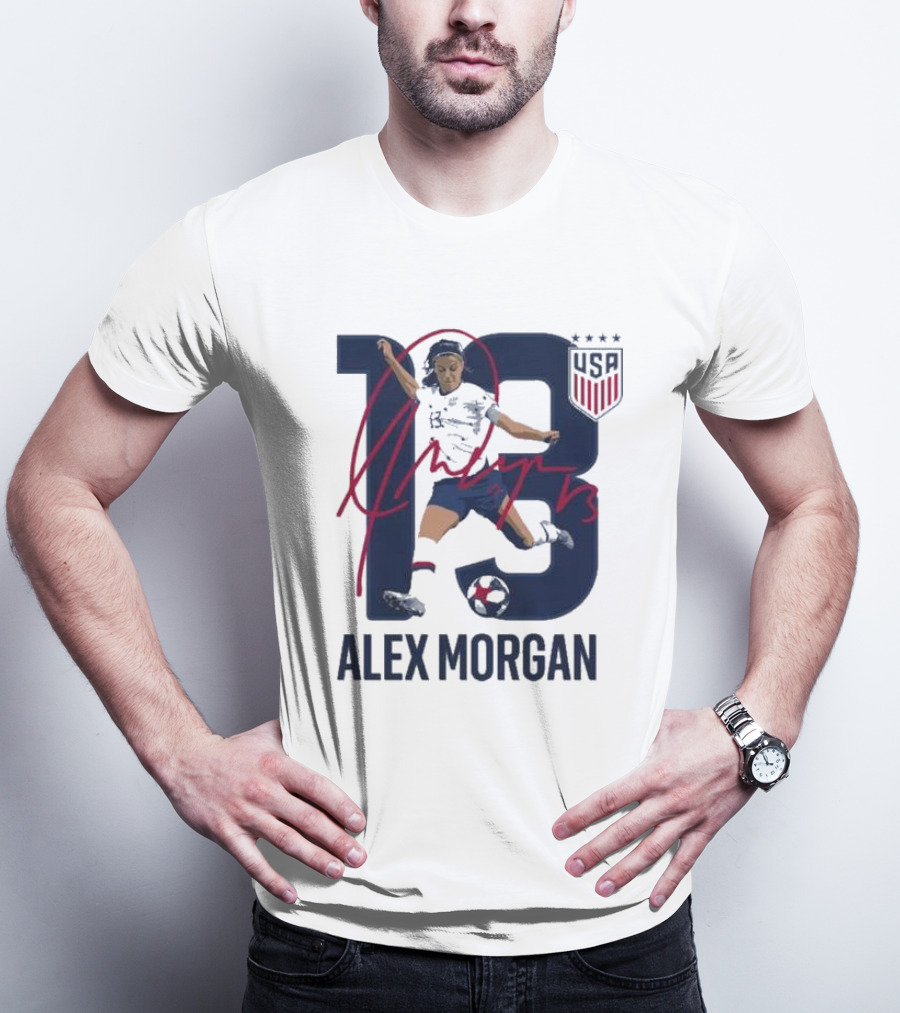 USA Alex Morgan 13 Signature Soccer Player With USA T-Shirt