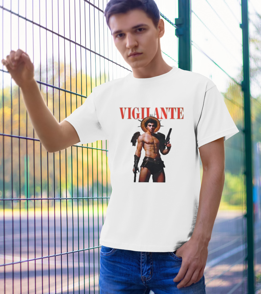 Vigilante Angelic Warrior With Wings And Guns T-Shirt