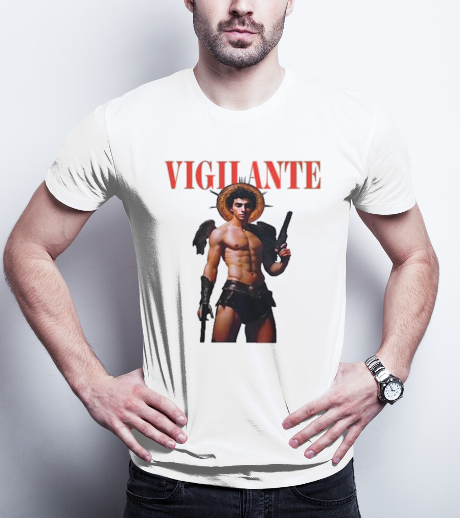 Vigilante Angelic Warrior With Wings And Guns T-Shirt