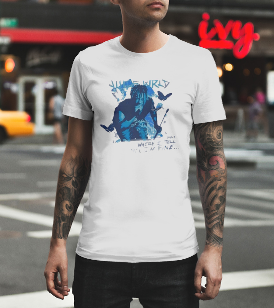 Juice Wrld Wishing Well 999 Butterfly Where I Tell You I'm Fine T-Shirt