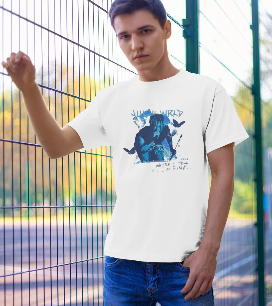 Juice Wrld Wishing Well 999 Butterfly Where I Tell You I'm Fine T-Shirt