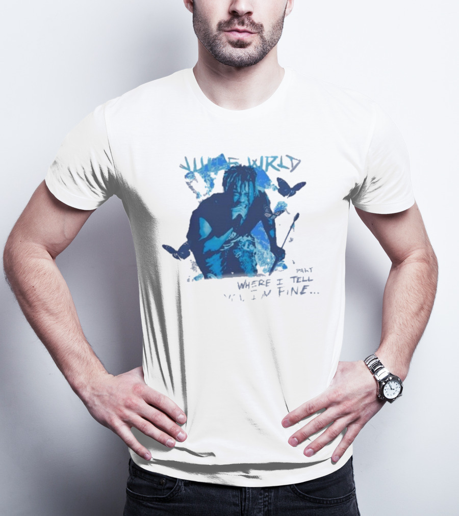 Juice Wrld Wishing Well 999 Butterfly Where I Tell You I'm Fine T-Shirt