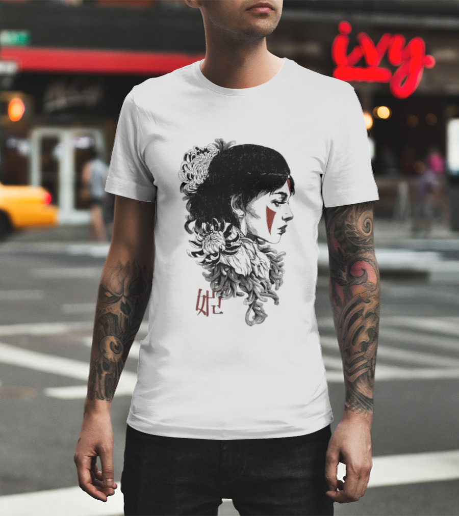 Wolf Girl Rafael Baptista Chrysanthemum Profile Asian Characters T-Shirt