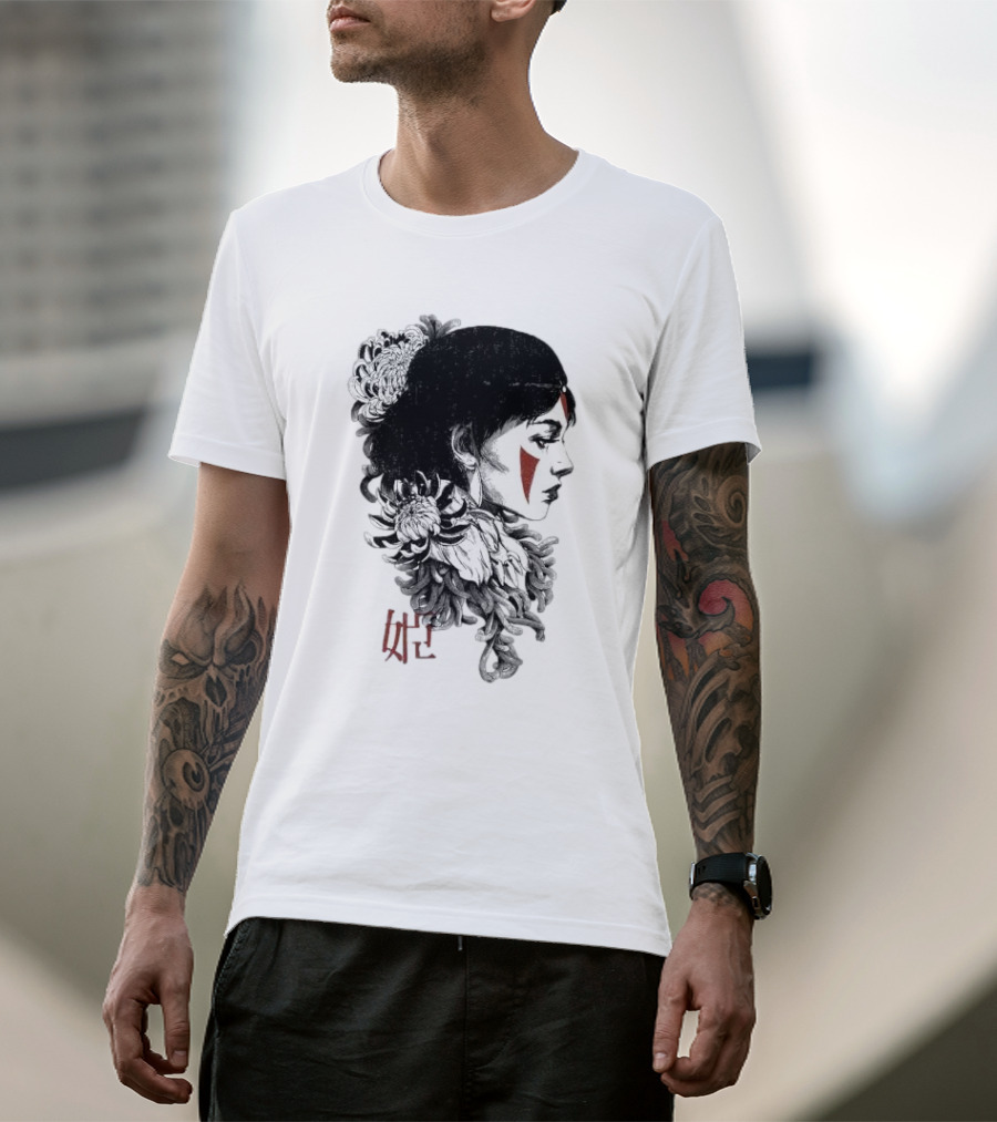 Wolf Girl Rafael Baptista Chrysanthemum Profile Asian Characters T-Shirt