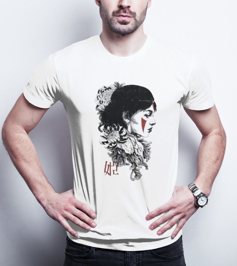Wolf Girl Rafael Baptista Chrysanthemum Profile Asian Characters T-Shirt