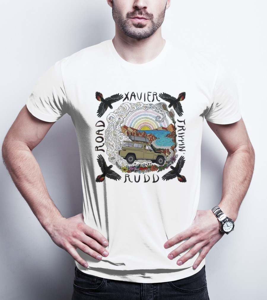 Xavier Rudd Road Trippin’ Sandstone Land Rover Beach Art With Birds T-Shirt