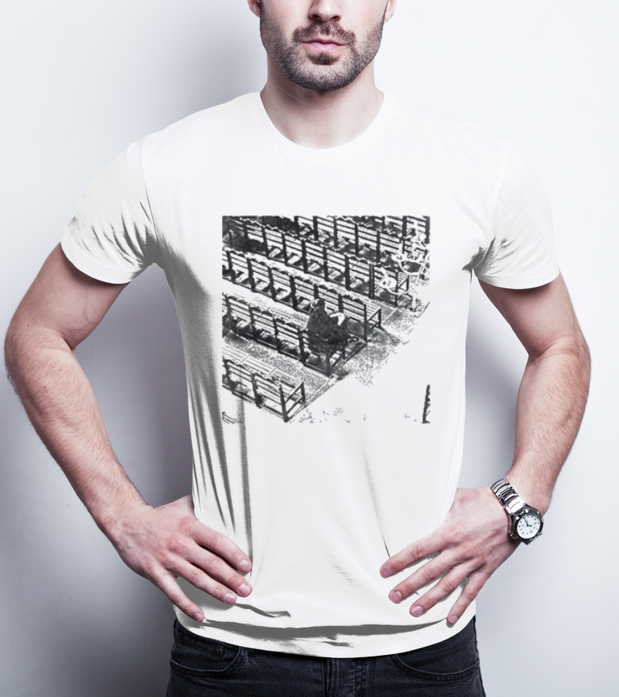 Zarathustra Denisa-St Bernadette Church Pew Monochrome T-Shirt