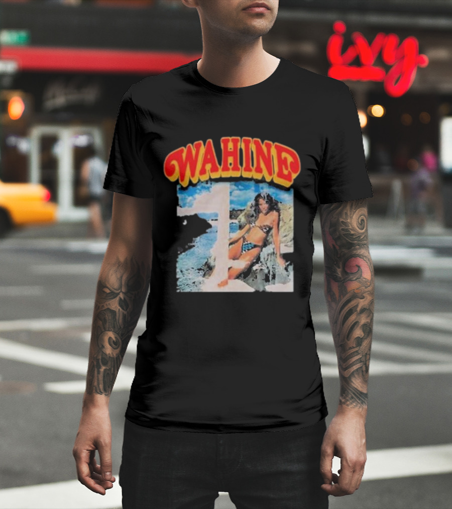 WAHINE Beach Scene With Rosé Vibes T-Shirt