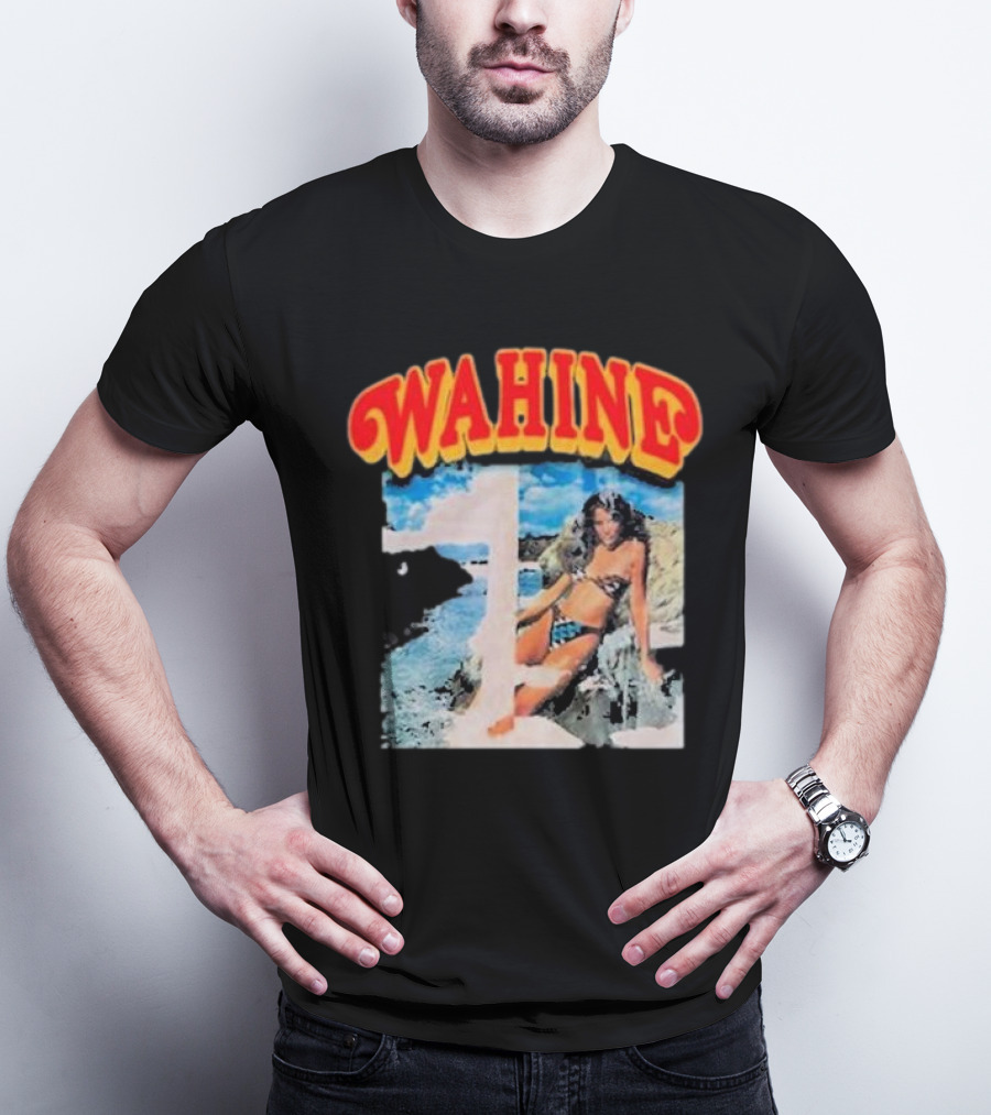 WAHINE Beach Scene With Rosé Vibes T-Shirt