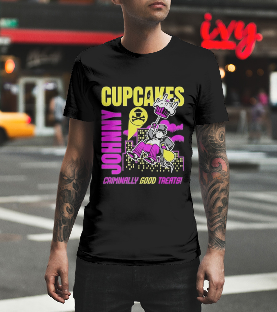 Johnny Cupcakes Criminally Good Treats Top Hat Cupcake City Adventure T-Shirt
