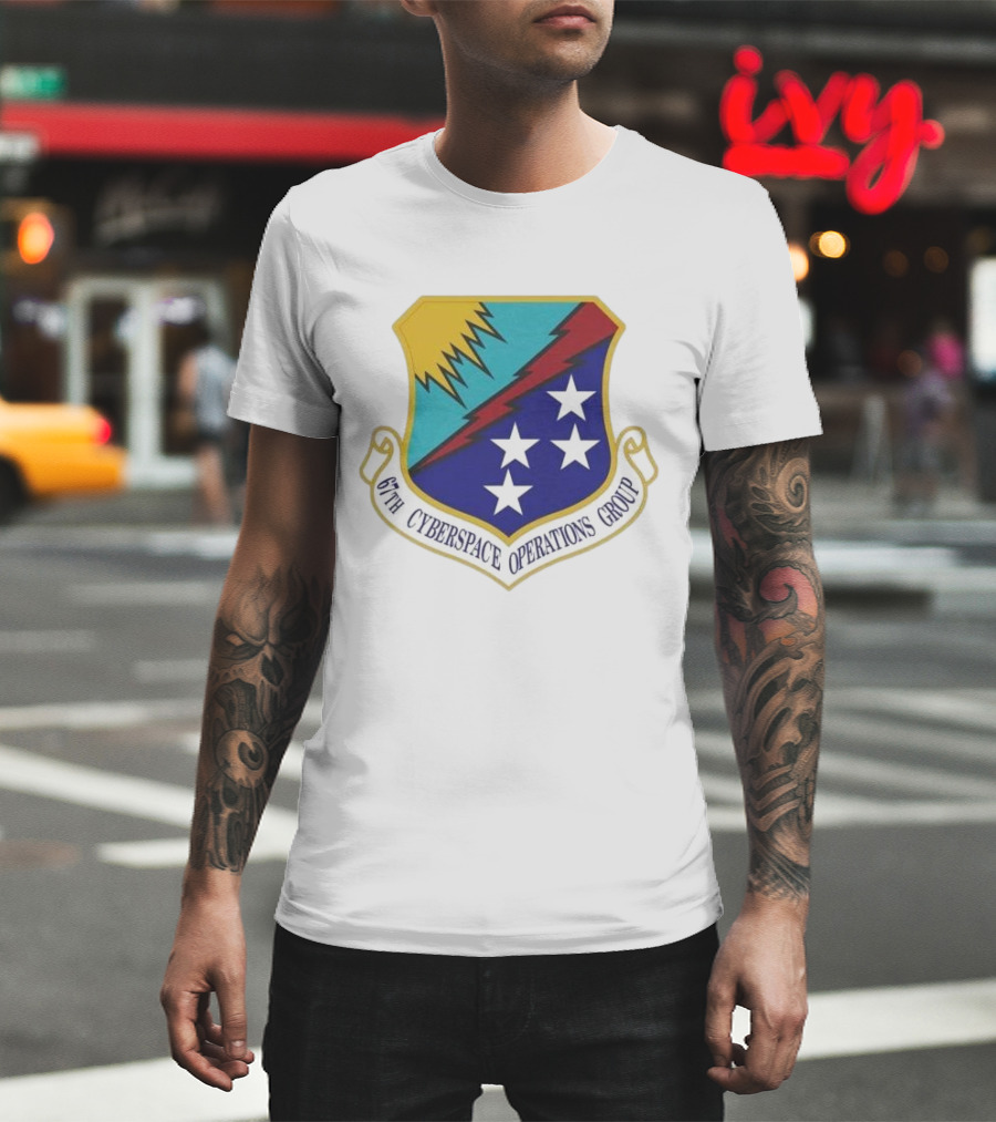 67th Cyberspace Operations Group Emblem With Stars And Lightning Bolt T-Shirt