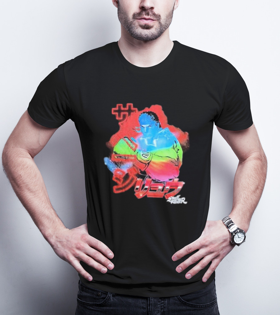 Street Fighter Ryu Neon Japanese Text Burst T-Shirt