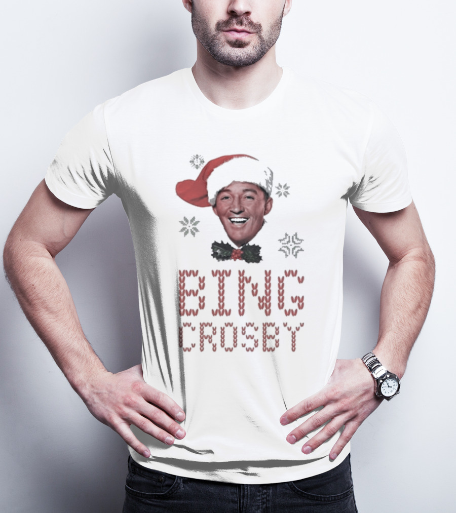 Bing Crosby Jolly Christmas Santa Hat Smiling Face T-Shirt