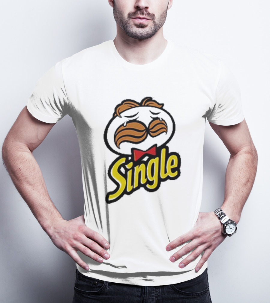 Single Pringle Crying Icon With Mustache And Red Bowtie T-Shirt