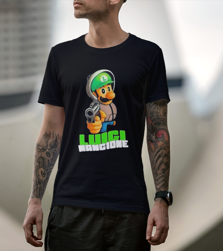 Luigi Mangione Luigi With Gun Iconic Image T-Shirt