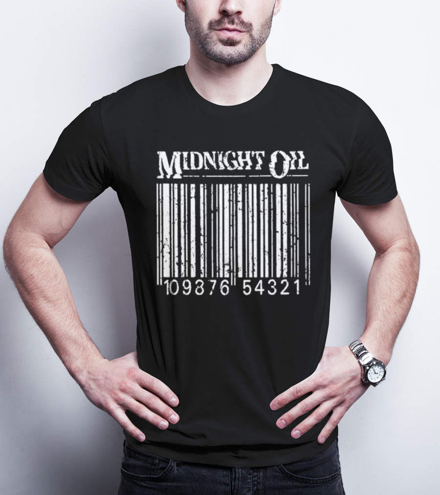 Midnight Oil Barcode 10987654321 Sporty Comfortable T-Shirt