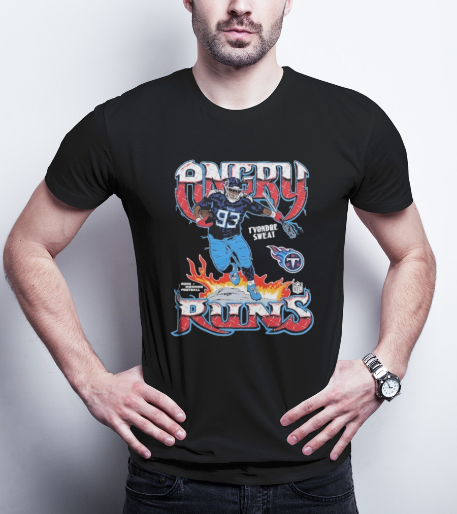 Angry Runs T'Vondre Sweat Tennessee Titans NFL Player Homage Image T-Shirt