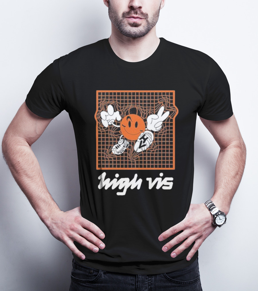 High Vis Retro Grinning Basketball Peace Sneakers T-Shirt