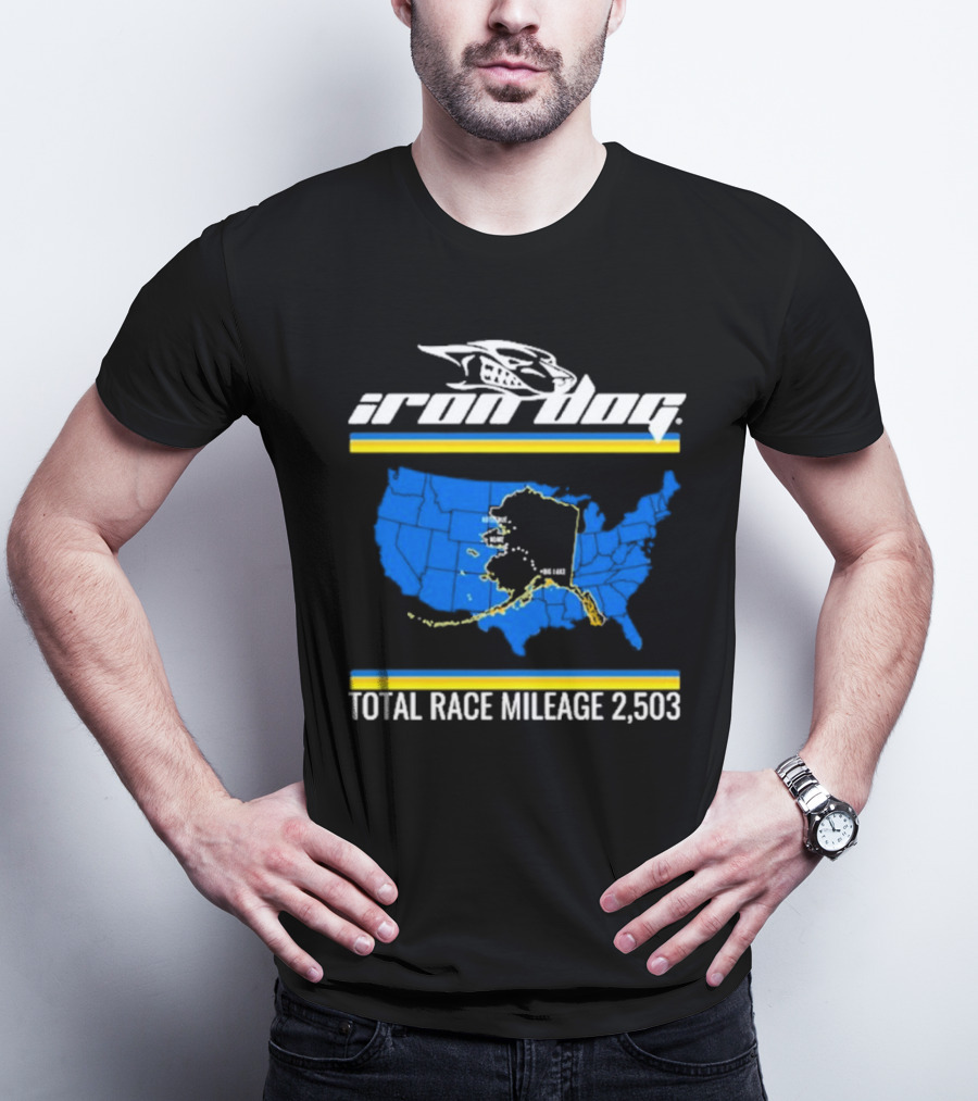 Iron Dog Total Race Mileage 2,503 How Tough Are You With Alaska Map T-Shirt